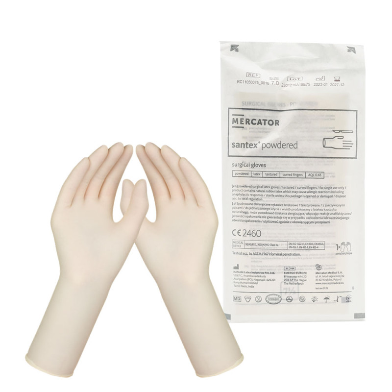 Rękawice chirurgiczne sterylne lateksowe Santex POWDER-FREE 8,0 x 1 ...