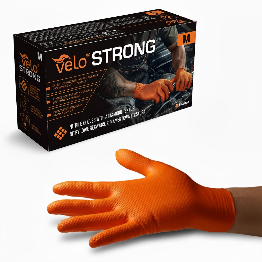 VELO "M" STRONG - Nitrylowe rękawice z diamentową teksturą ...